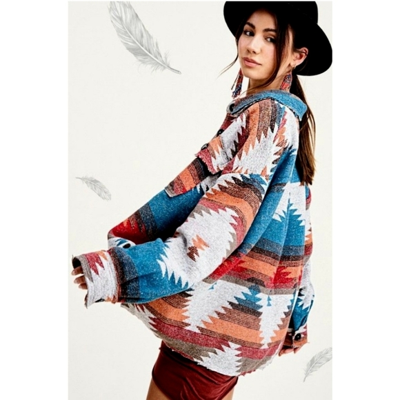 Jackets & Coats | Aztec Shacket Long Sleeve Button Down Collared | Poshmark